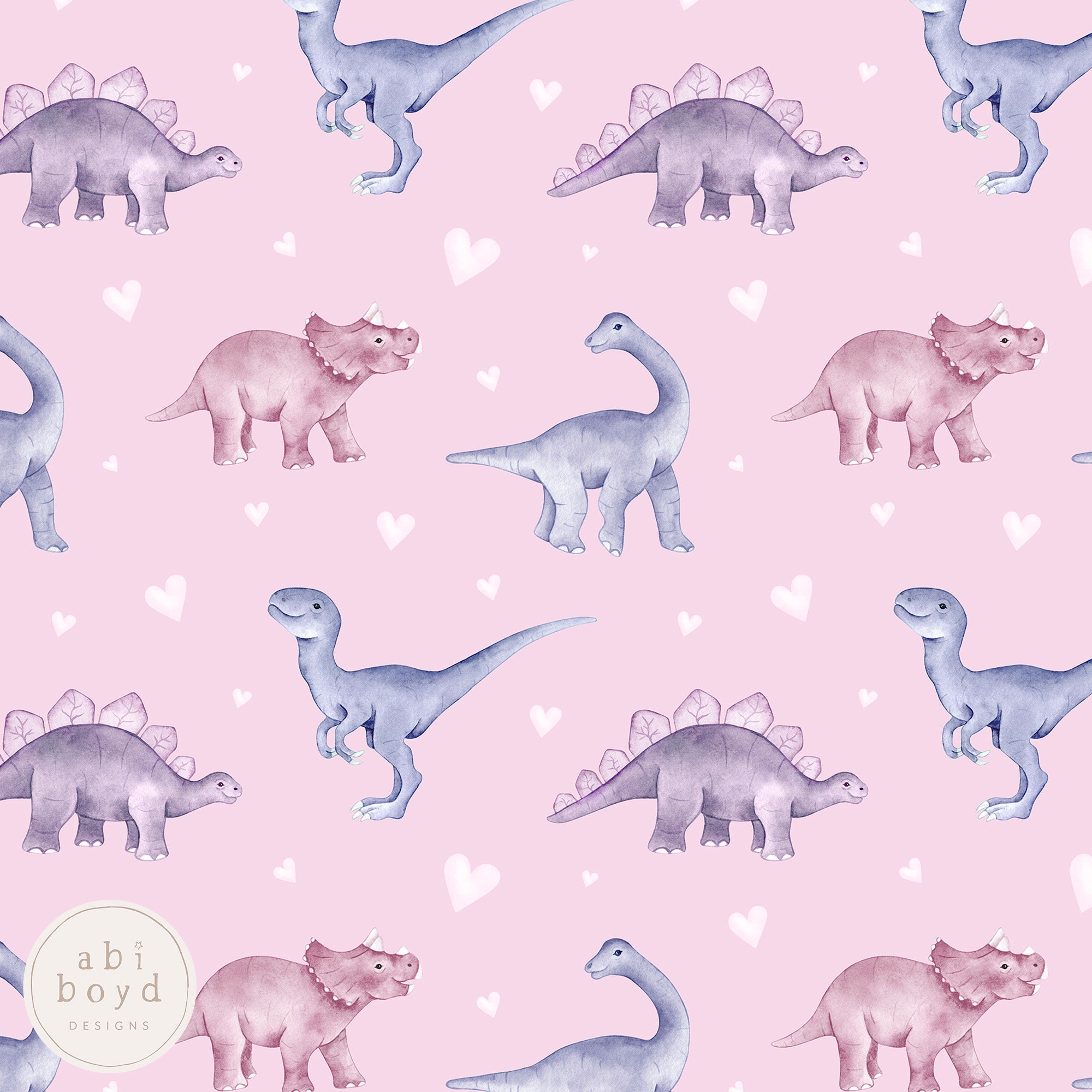 Girly Dinosaur Seamless Pattern, Pink Dino Repeating Pattern, Cute ...