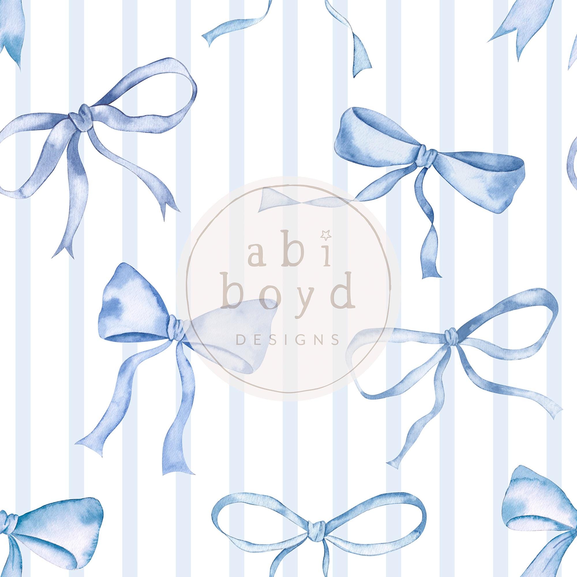 Blue Stripe Bow Seamless Pattern, Coquette Bow Repeating Pattern ...