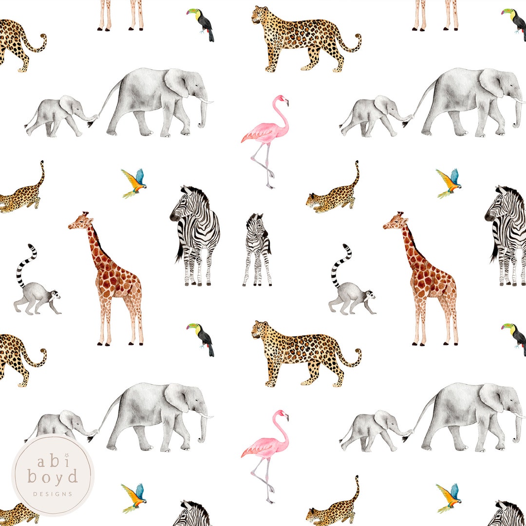 Safari Seamless Pattern, Safari Animals Repeat Pattern, Elephant ...