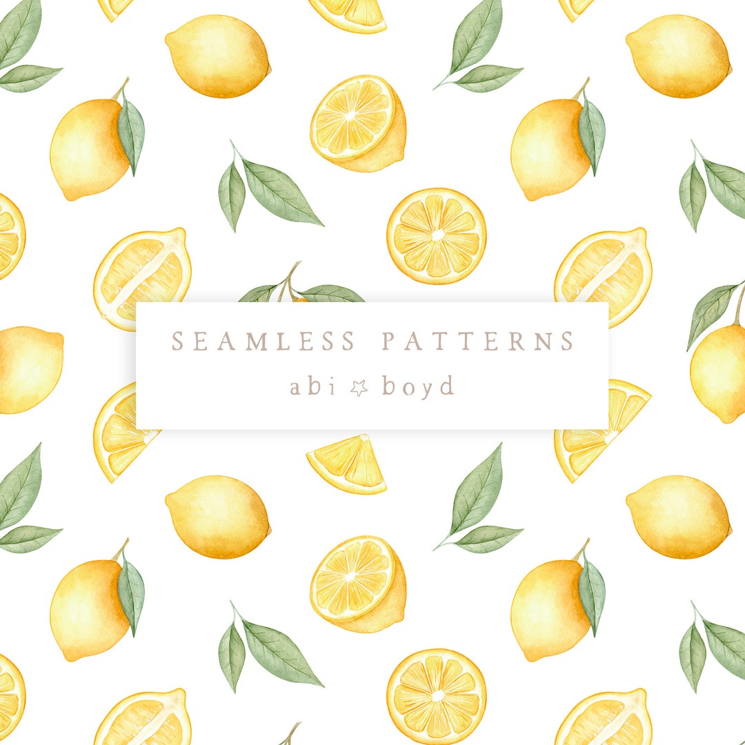 Lemon Seamless Pattern, Watercolor Lemons Design, Fruit Repeat Tile ...