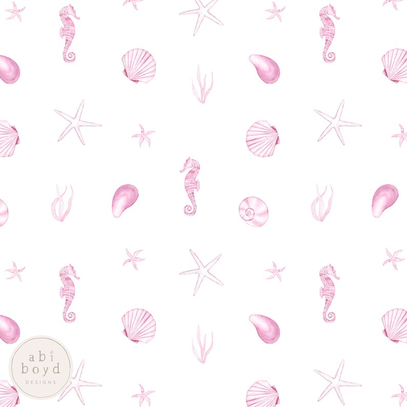 Pink Sea Shells Seamless Pattern / Nautical Themed Repeat Tile / Summer ...
