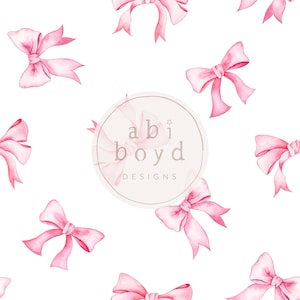 Pink Coquette Bow Seamless Pattern, Pink Watercolour Ribbon Repeating ...