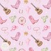 Boho Cowgirl Seamless Pattern, Hand Painted Pink Western Fabric Design ...
