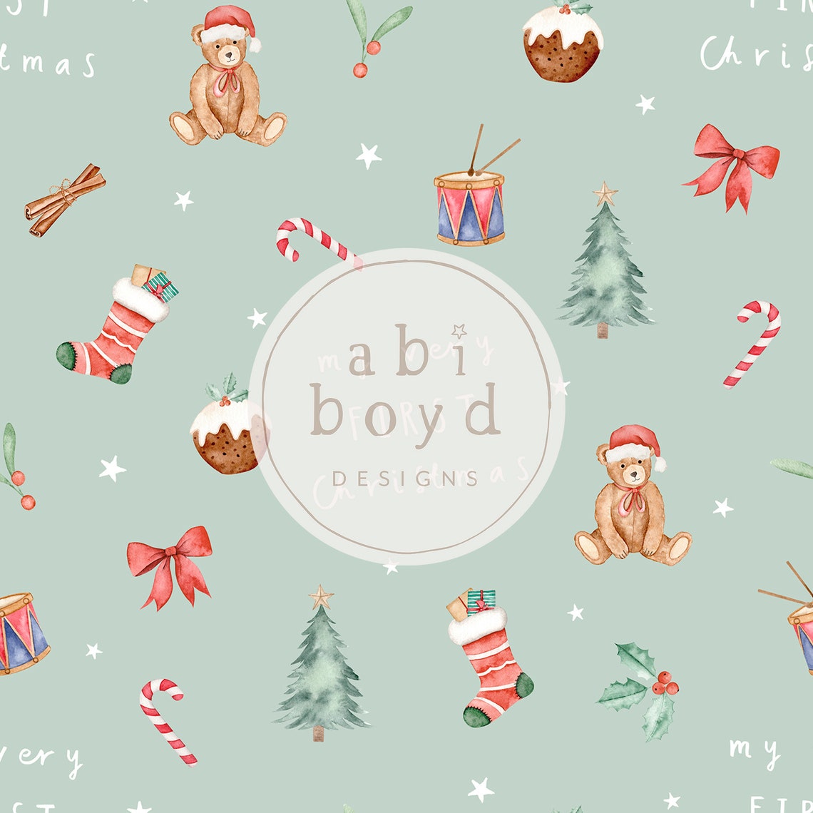 My First Christmas Seamless File, Cute Christmas Repeating Pattern ...