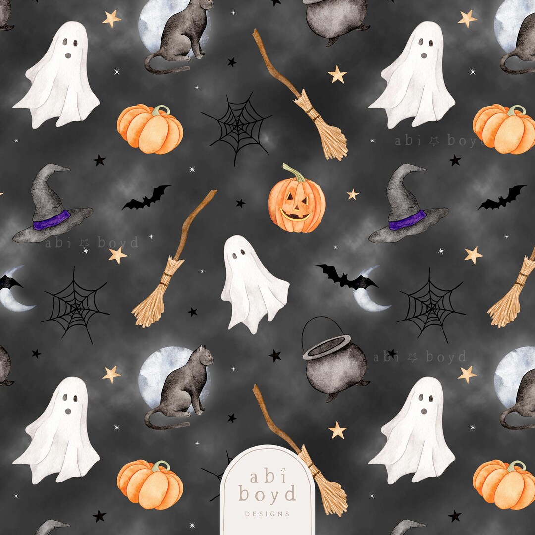 Halloween Seamless Pattern File for Commercial Use, Spooky Seamless ...