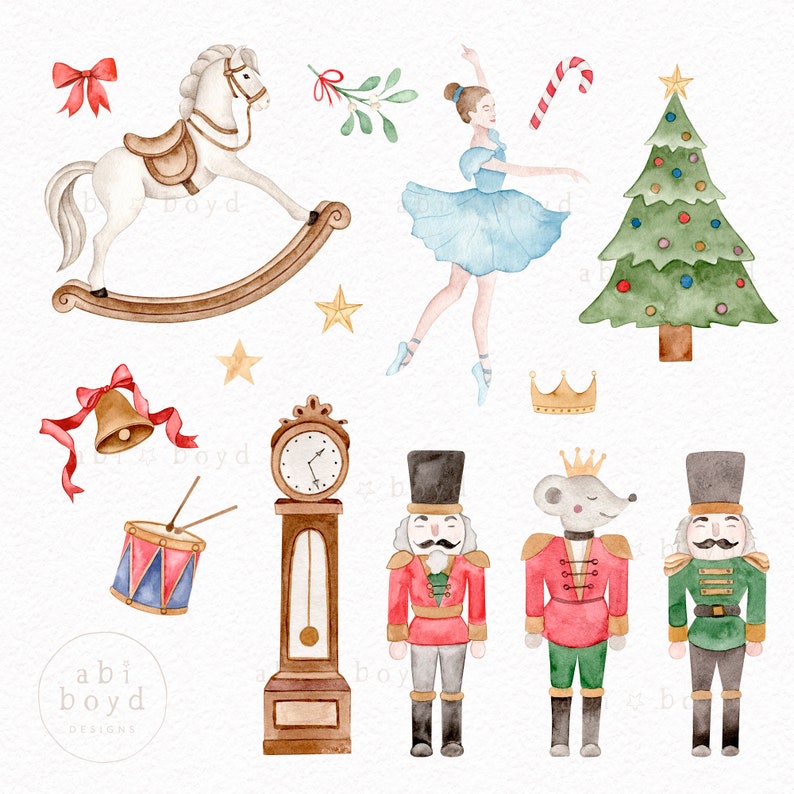 Nutcracker Watercolor Clipart, Christmas Clipart Set, Nutcracker PNG ...
