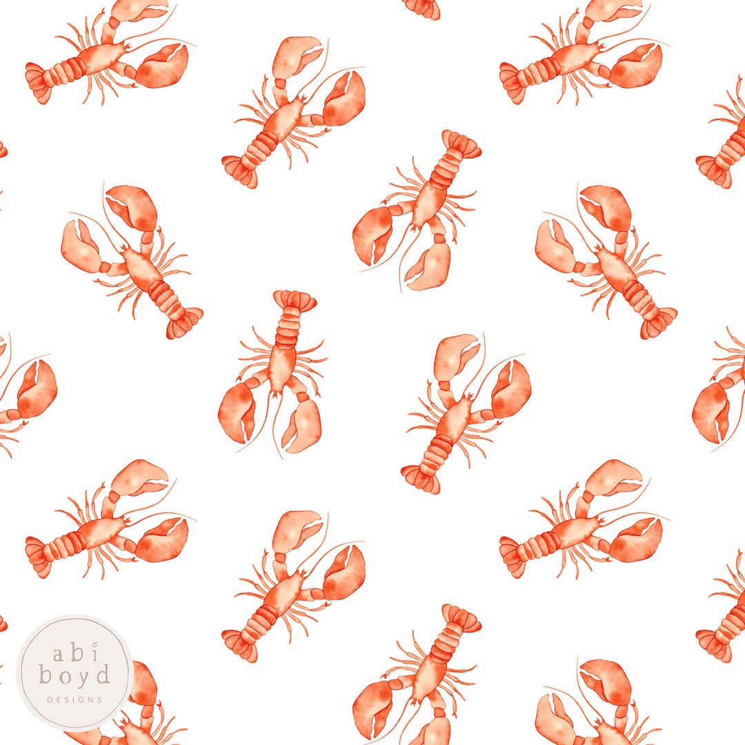 Lobster Seamless Pattern, Watercolor Lobster Repeat, Simple Nautical ...