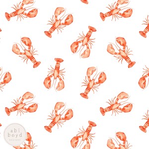 Lobster Seamless Pattern, Watercolor Lobster Repeat, Simple Nautical ...