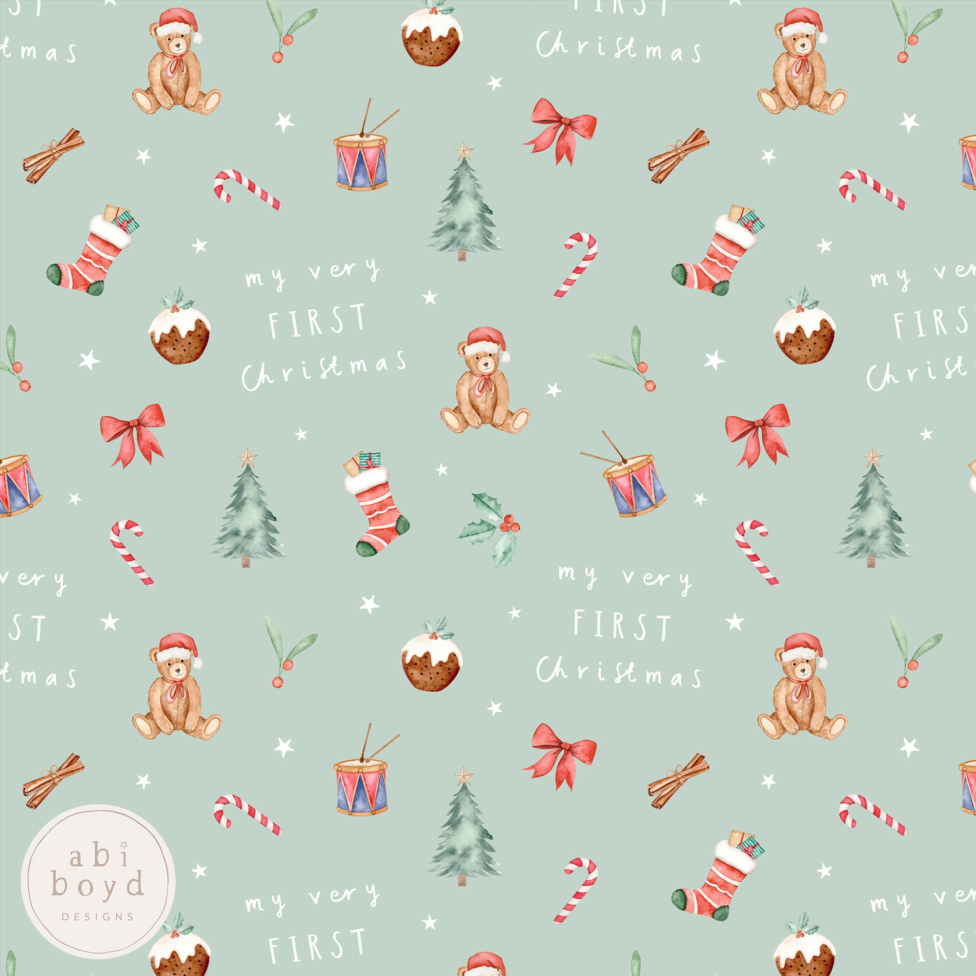 My First Christmas Seamless File, Cute Christmas Repeating Pattern ...