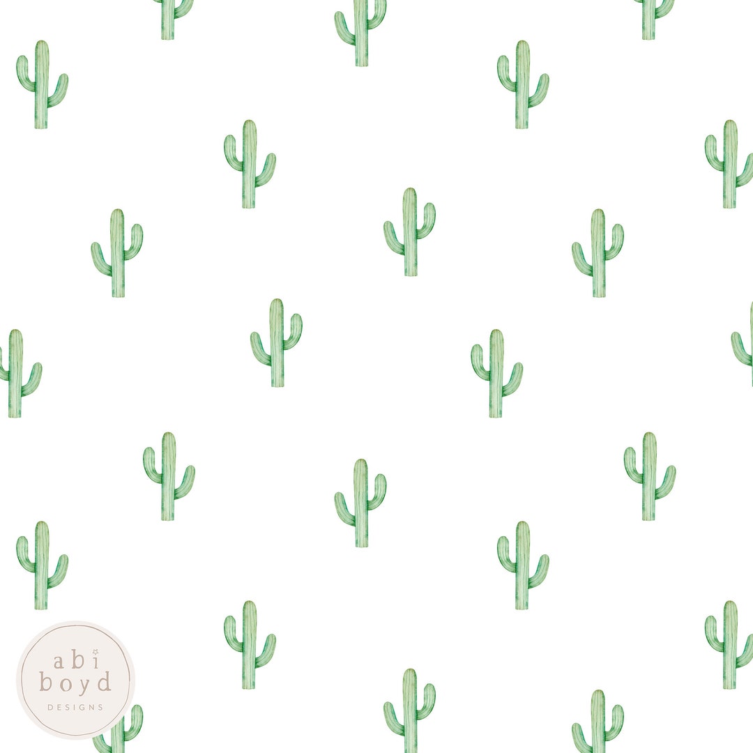 Simple Cactus Seamless Pattern, Mini Cactus Repeating Pattern ...