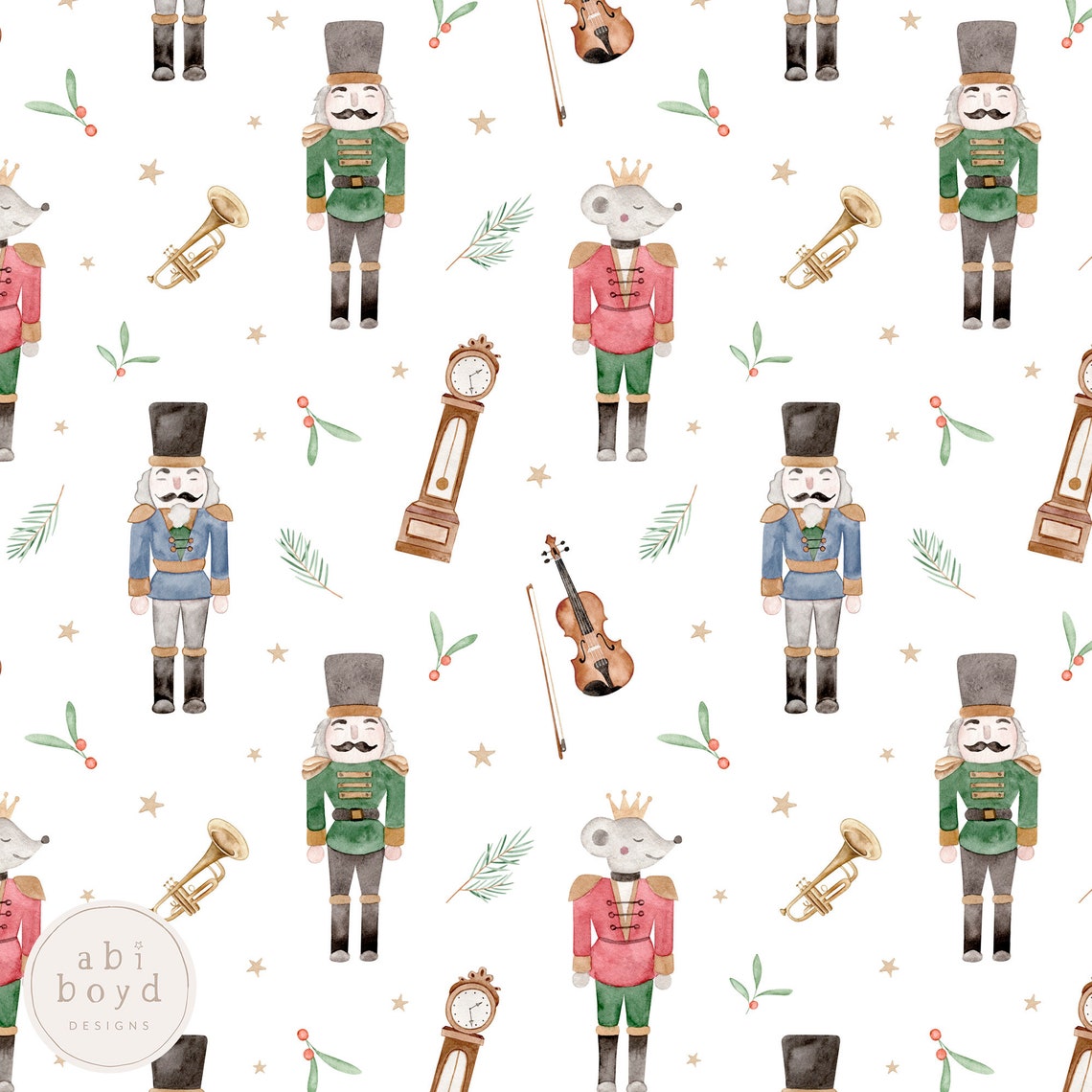 Christmas Nutcracker Seamless File, Xmas Toy Soldier Repeating Pattern, Mouse King Fabric Design ...
