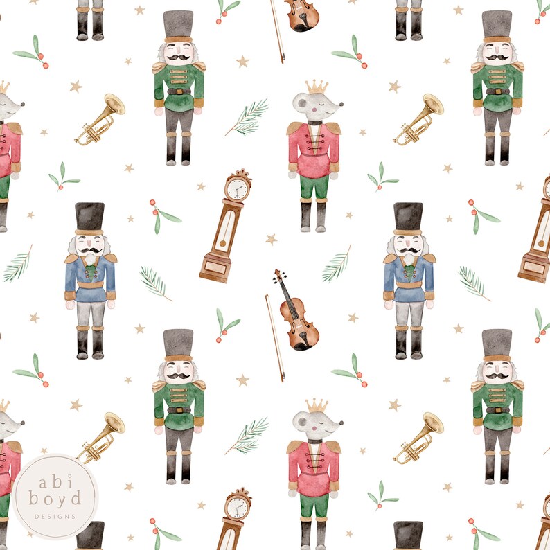 Christmas Nutcracker Seamless File, Xmas Toy Soldier Repeating Pattern, Mouse King Fabric Design ...
