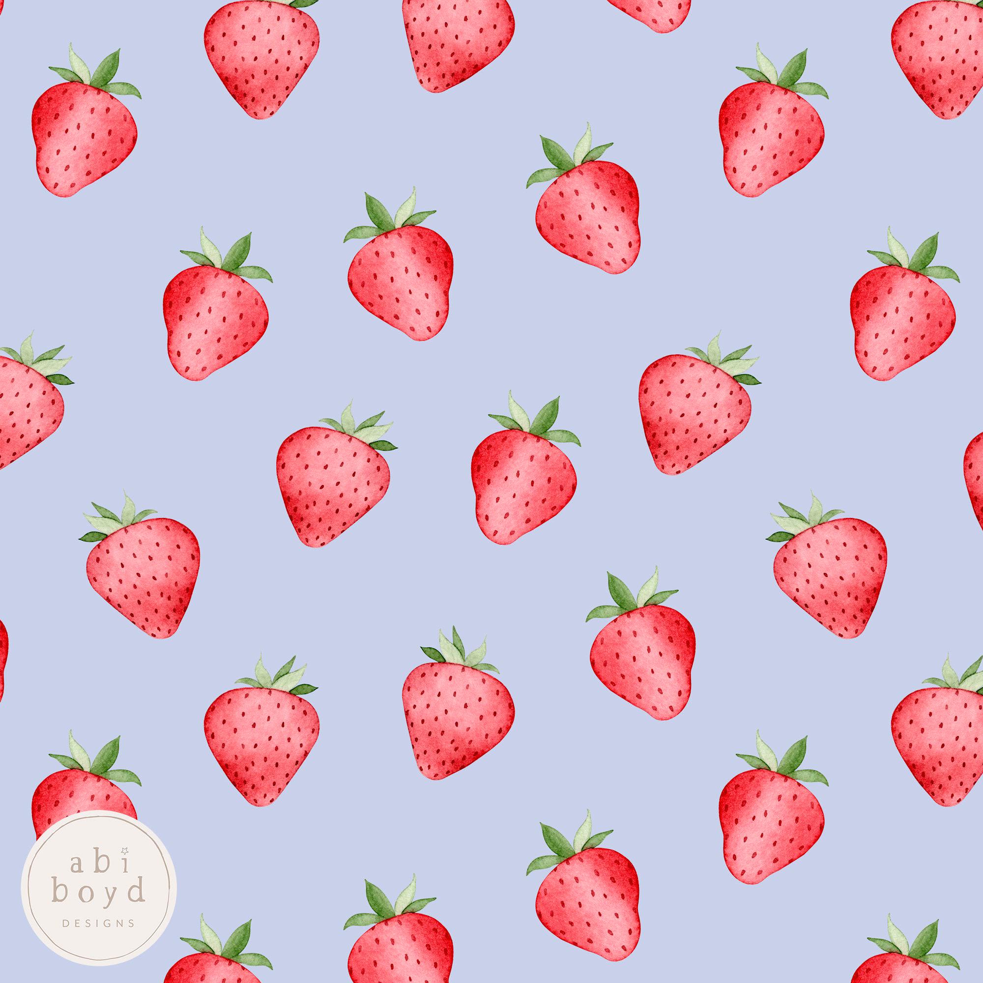 Watercolour Strawberry Pattern, Fruit Repeat Tile, Print for Fabric ...