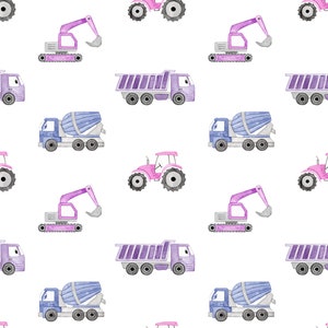 Girly Construction Seamless Pattern, Transport Design for Girls, Pink ...