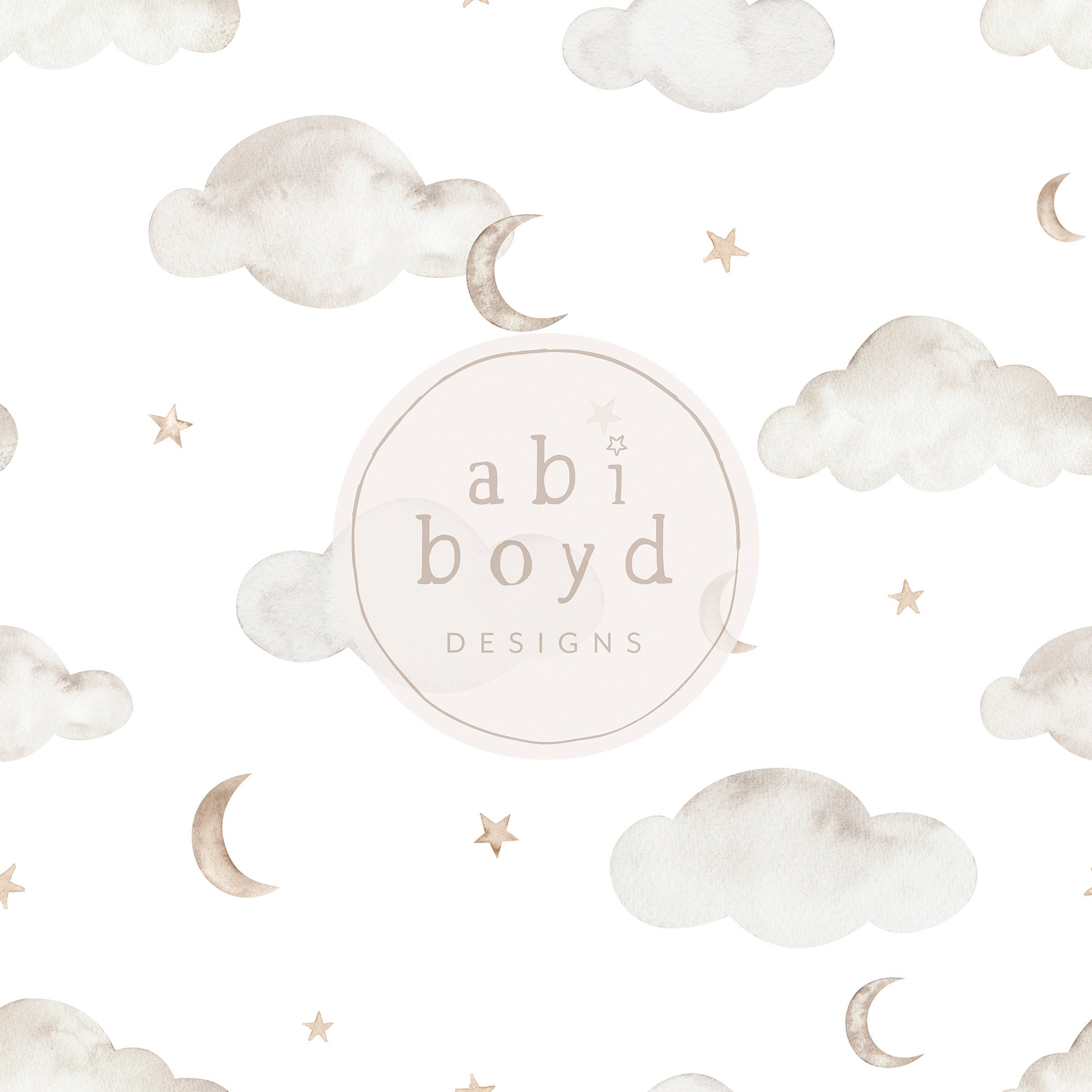 Clouds and Stars Seamless Pattern, Dreamy Sky Repeating Pattern ...