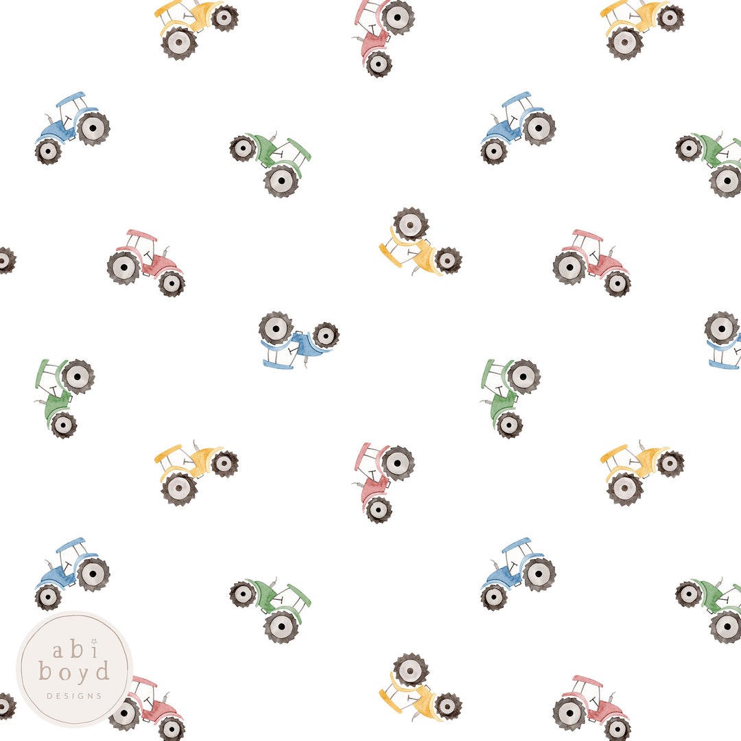 Simple Tractor Seamless Pattern, Ditsy Tractors Repeating Pattern ...