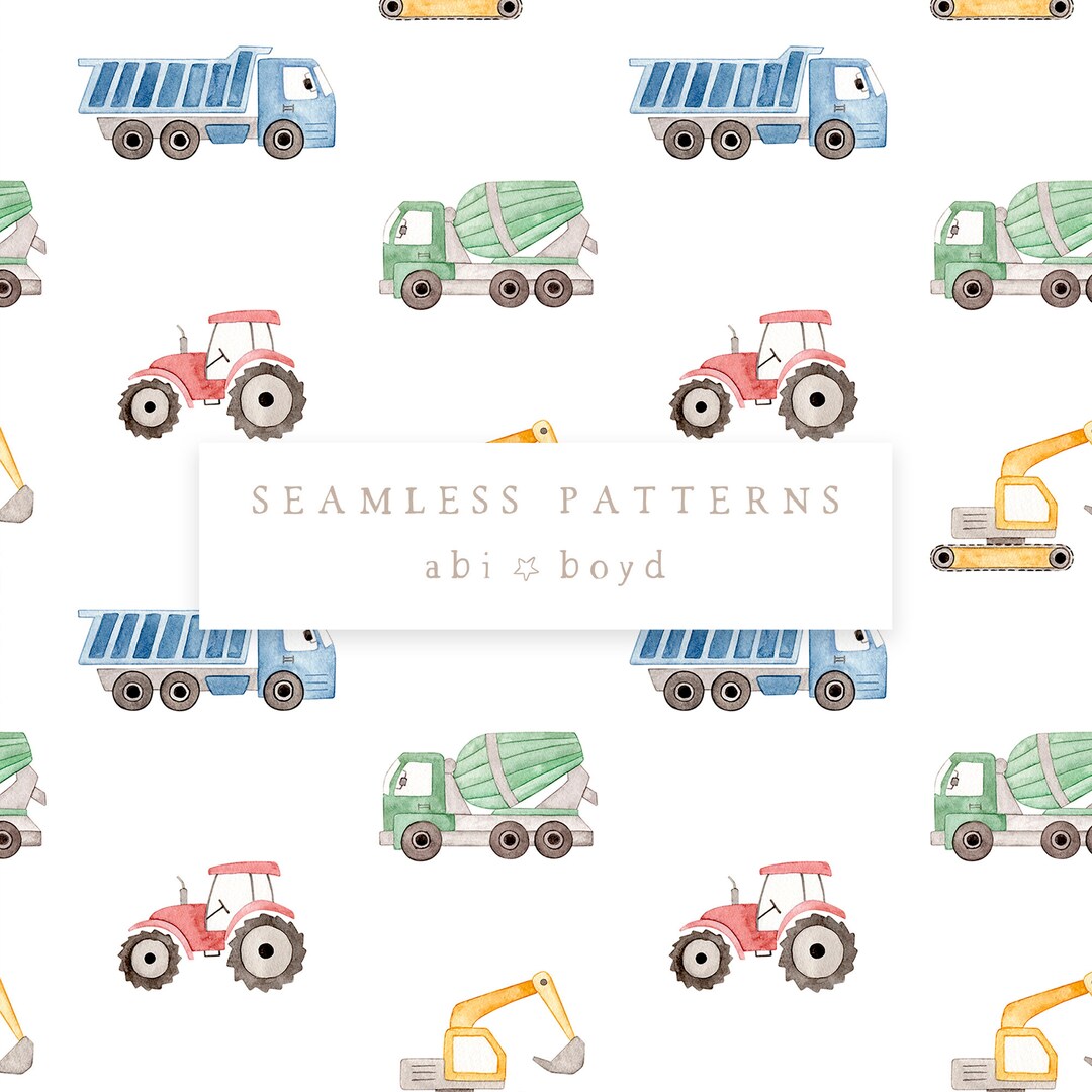 Diggers Pattern, Construction Repeat Tile, Surface Pattern, Digital ...