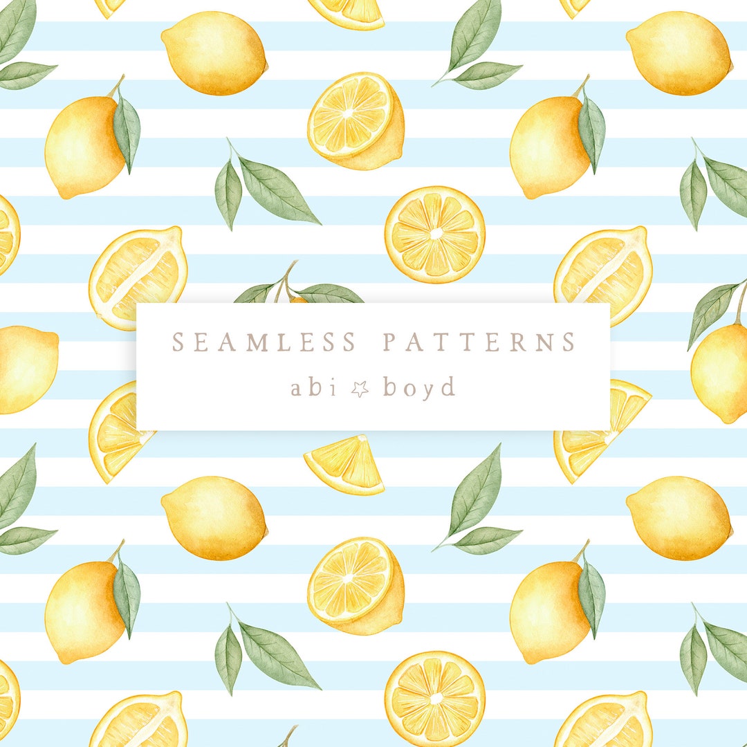 Lemon Seamless Pattern, Watercolor Lemons Design, Fruit Repeat Tile ...