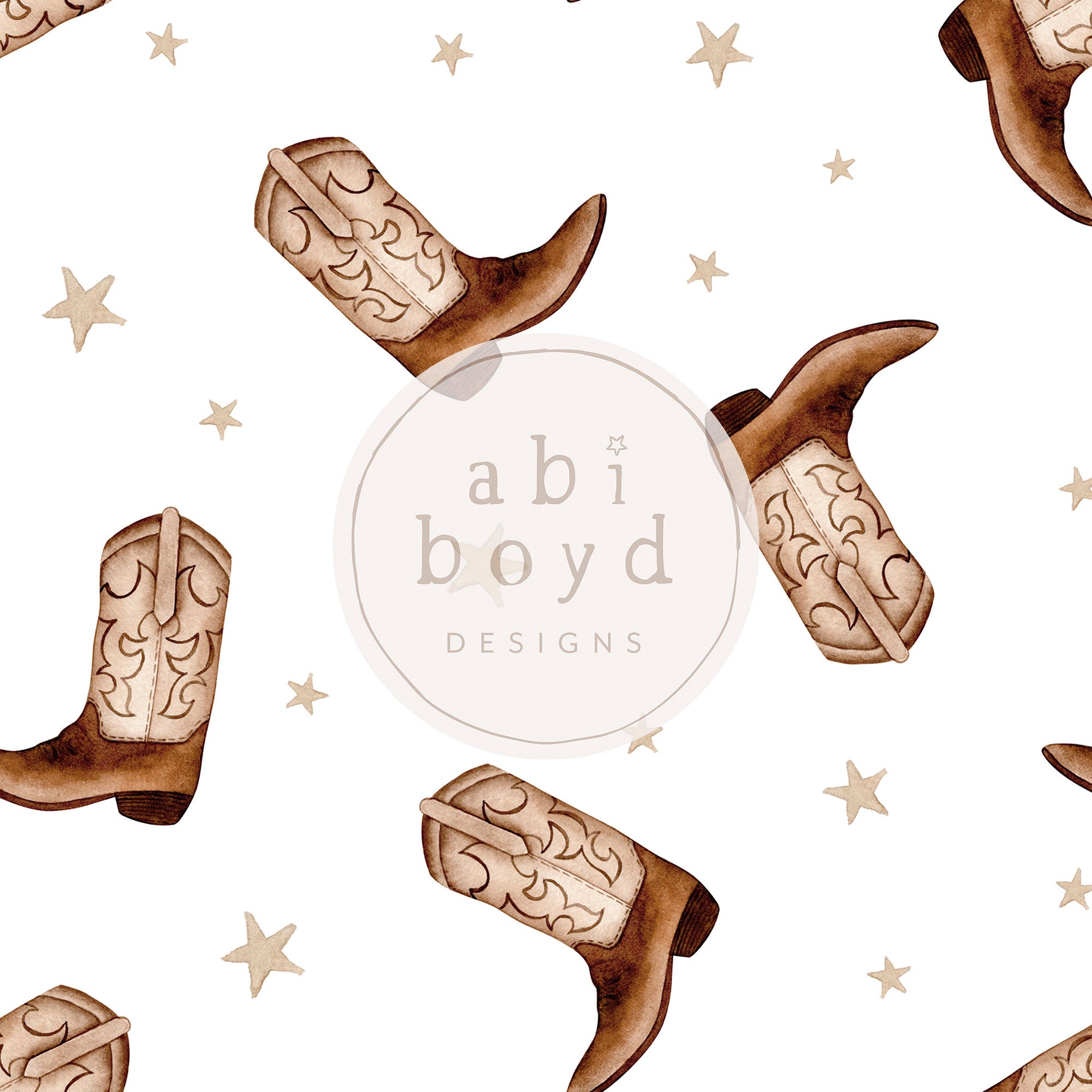 Seamless Cowboy Boot Pattern, Watercolor Western Repeat Tile for ...