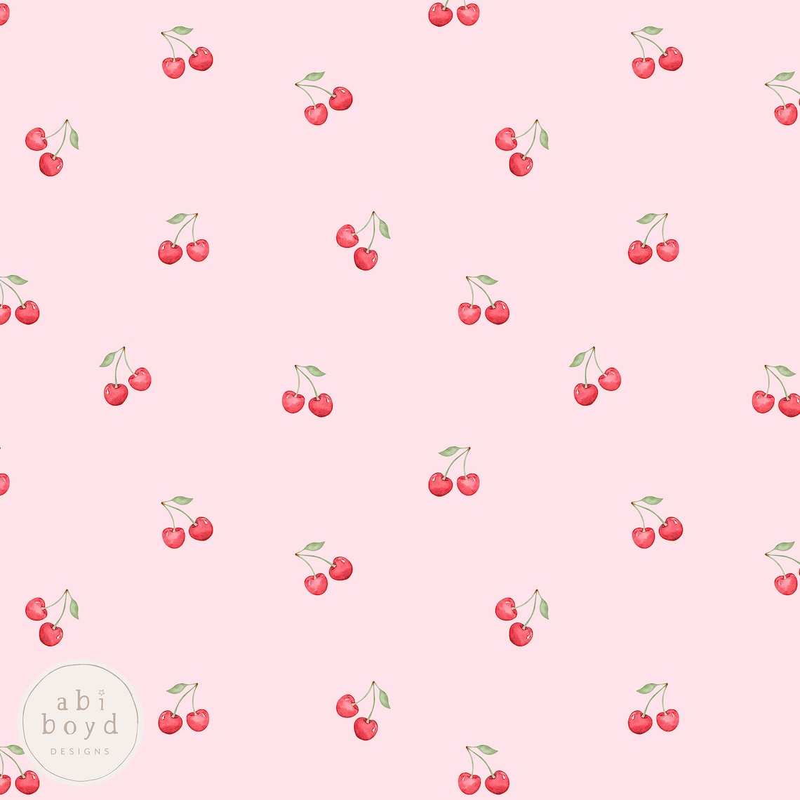 Simple Cherry Pink Seamless Pattern Dainty Cherries Repeating Pattern ...