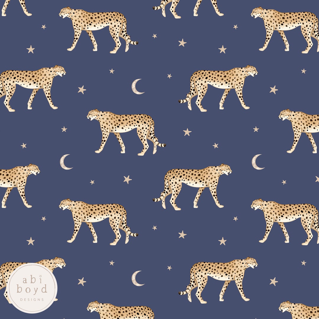 Cheetah Seamless Pattern, Watercolor Cheetah Design, Celestial Repeat ...