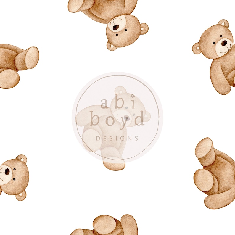 Teddy Bear Seamless Pattern, Simple Teddies Seamless File, Digital ...