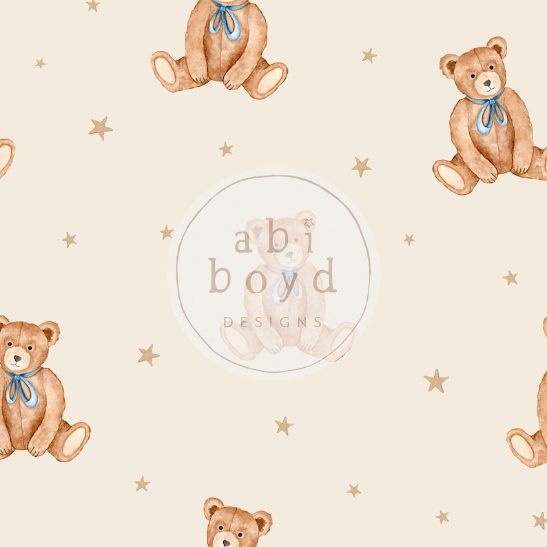 Teddy Bear Seamless Pattern, Simple Repeating Pattern, Baby Bear ...