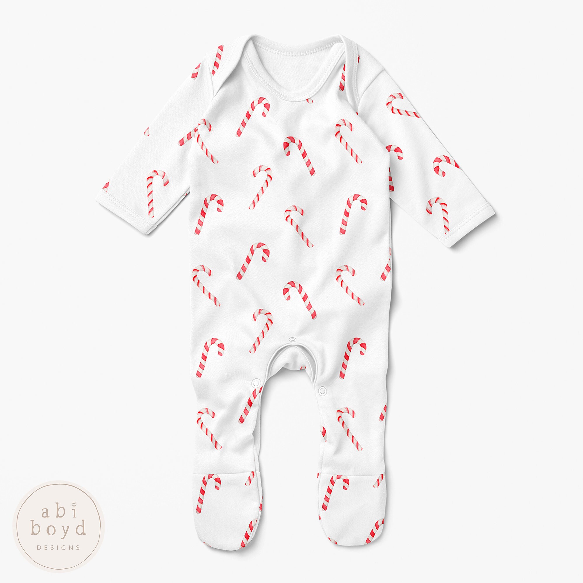 Candy Cane Fabric Design, Christmas Seamless Pattern for Commercial Use ...