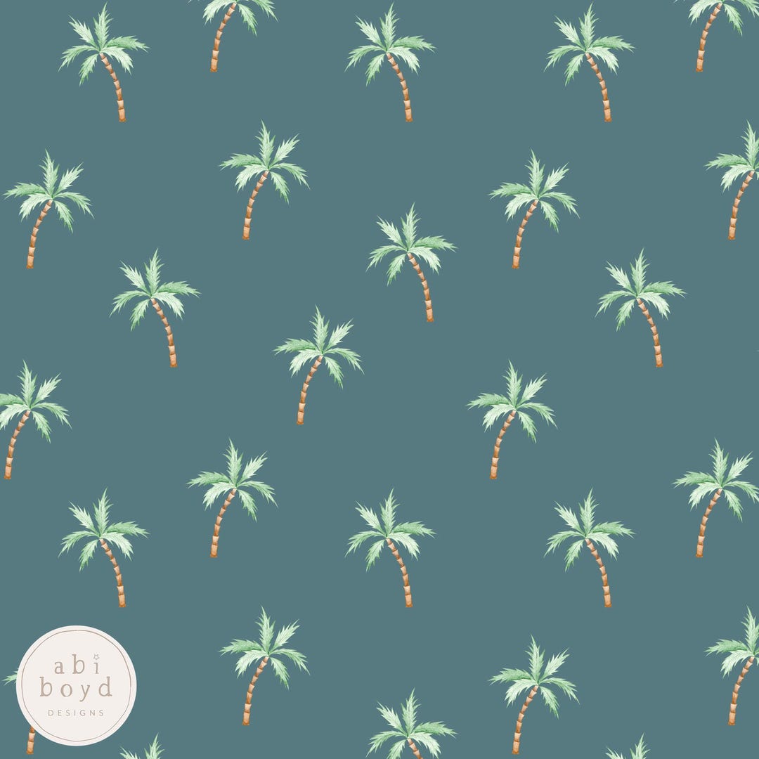 Palm Tree Seamless Pattern, Simple Summer Repeating Pattern, Watercolor ...