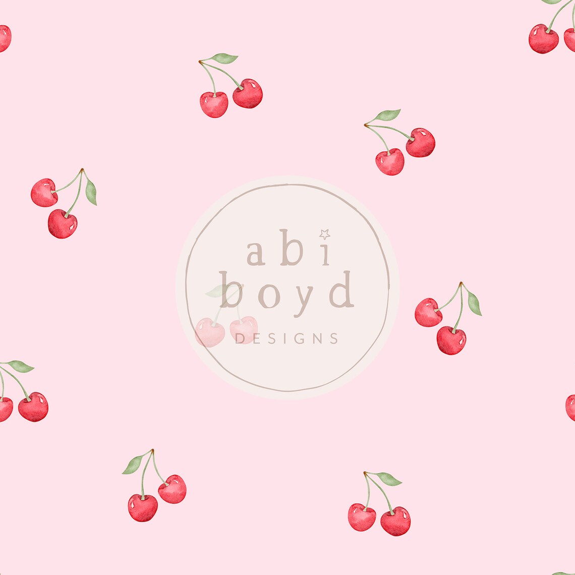 Simple Cherry Pink Seamless Pattern Dainty Cherries Repeating Pattern ...