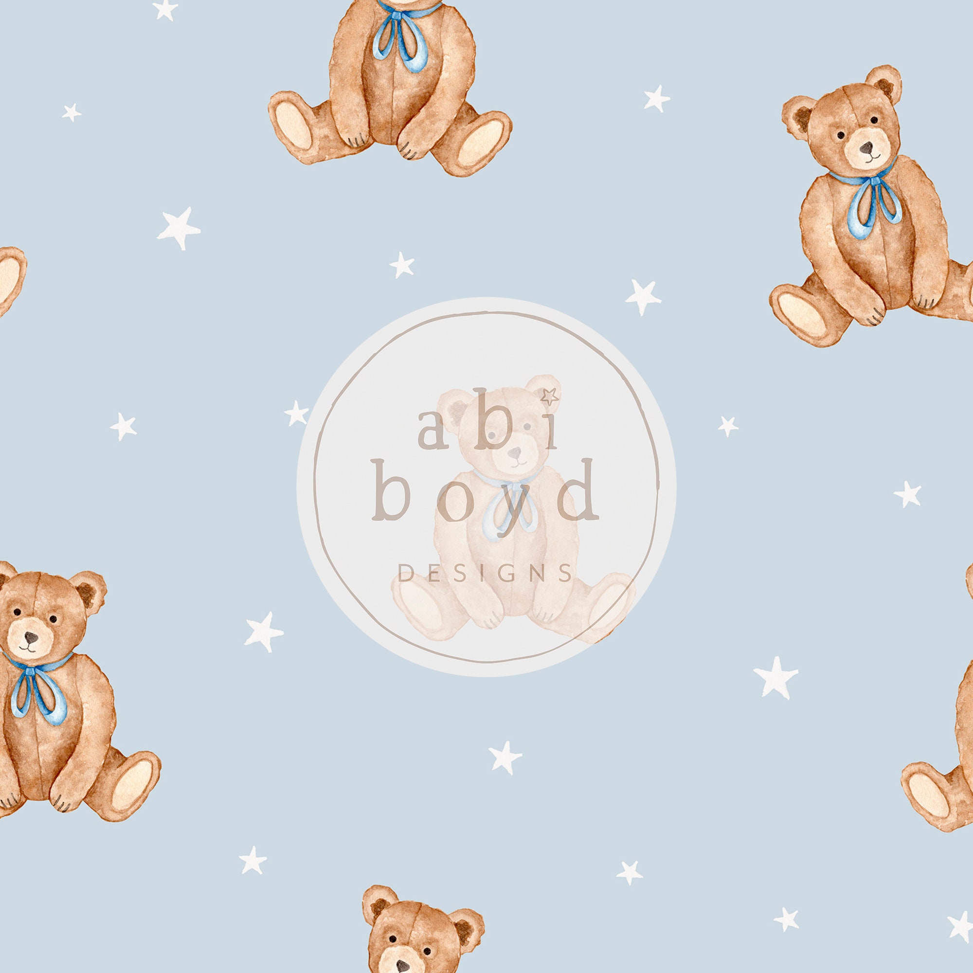 Teddy Bear Seamless Pattern, Simple Boys Teddy Repeating Pattern, Blue ...