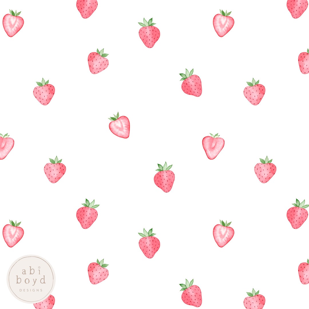 Simple Strawberry Seamless Pattern, Cute Strawberries Repeating Pattern ...