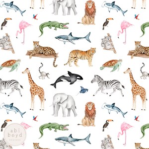 Zoo Animals Seamless Pattern, Safari Animals Repeating Pattern, Animal ...