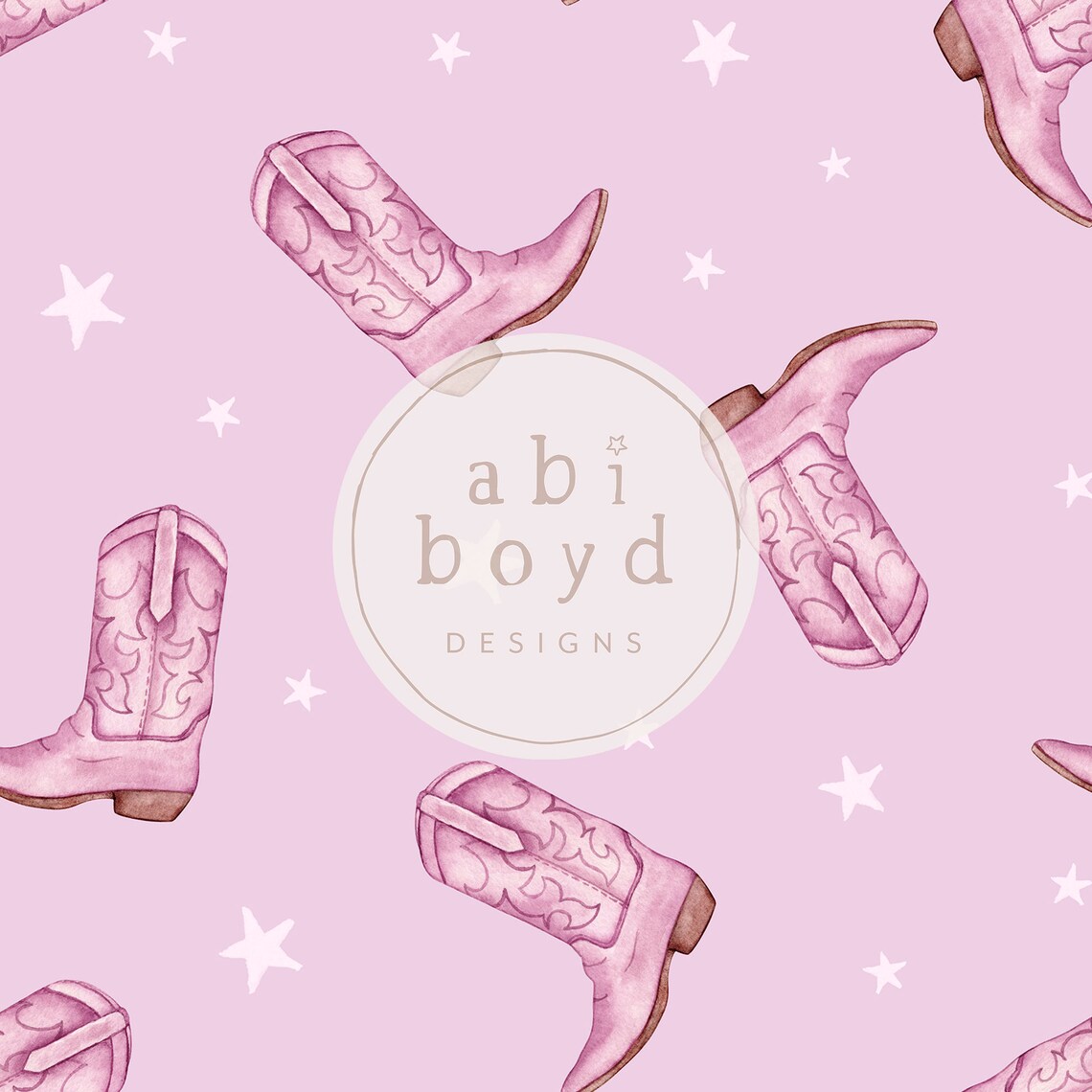 Pink Cowgirl Boots Seamless Pattern, Watercolor Cowgirl Pattern for ...