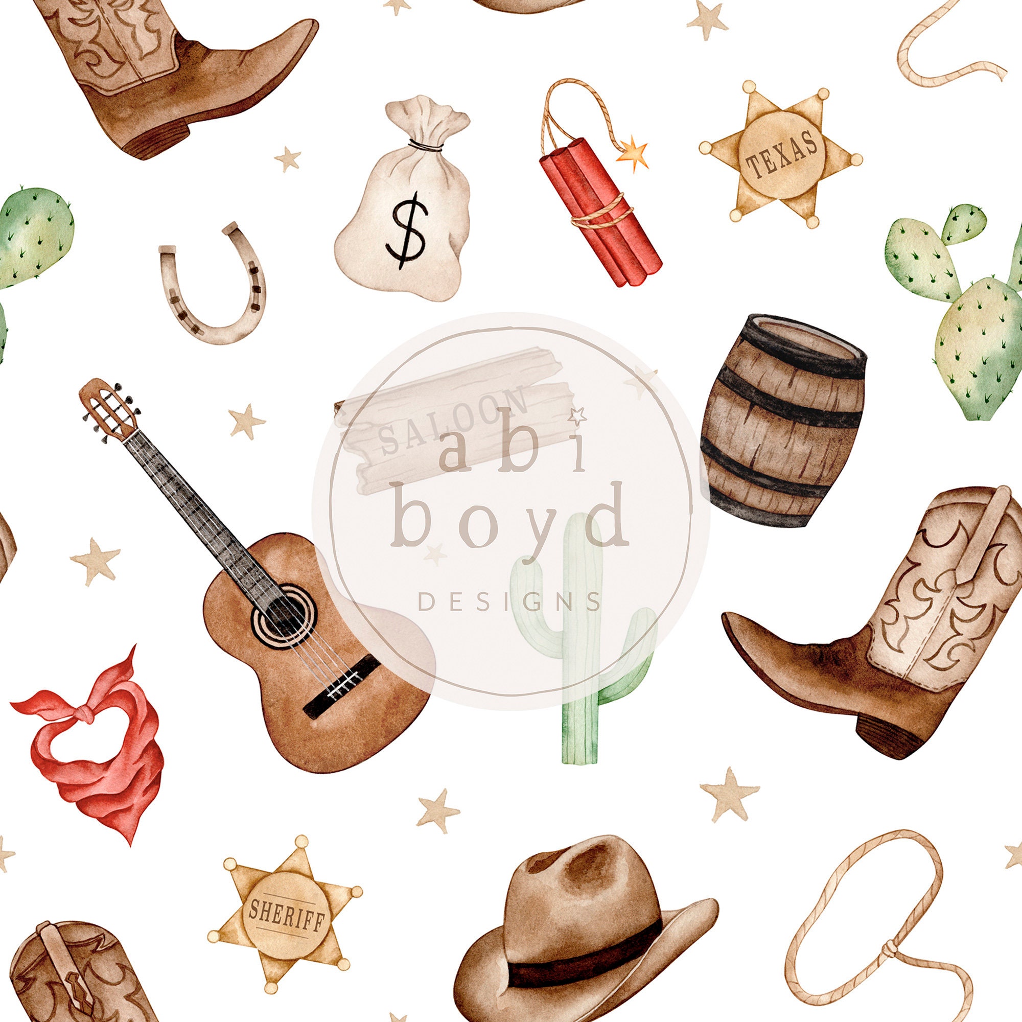 Seamless Western Cowboy Boot Pattern, Wild West Fabric Design, Texas ...