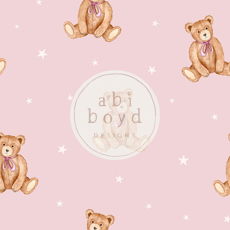 Teddy Bear Seamless Pattern, Simple Girls Teddy Repeating Pattern, Baby ...