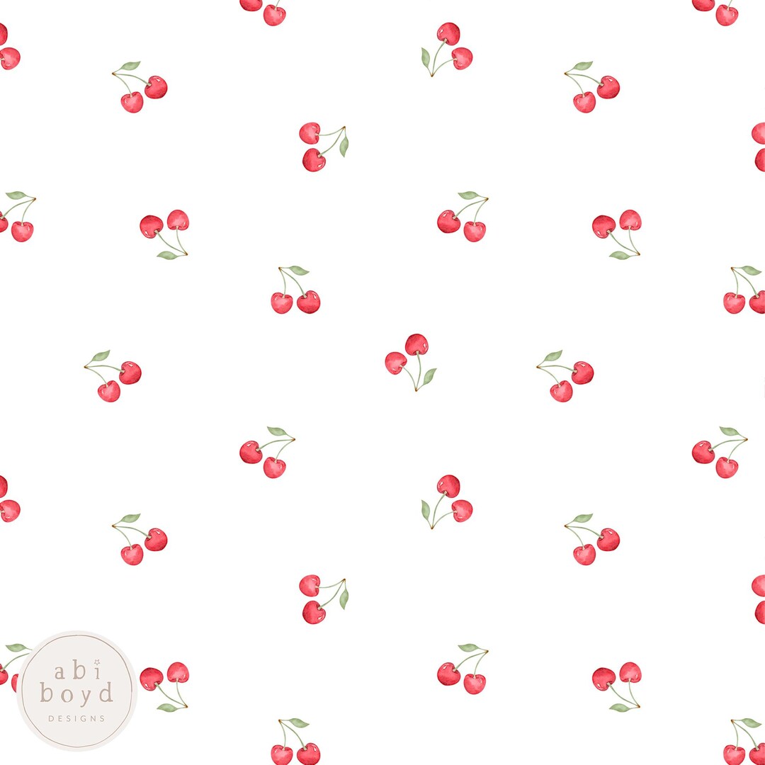 Simple Cherry Seamless Pattern, Dainty Cherries Repeating Pattern ...