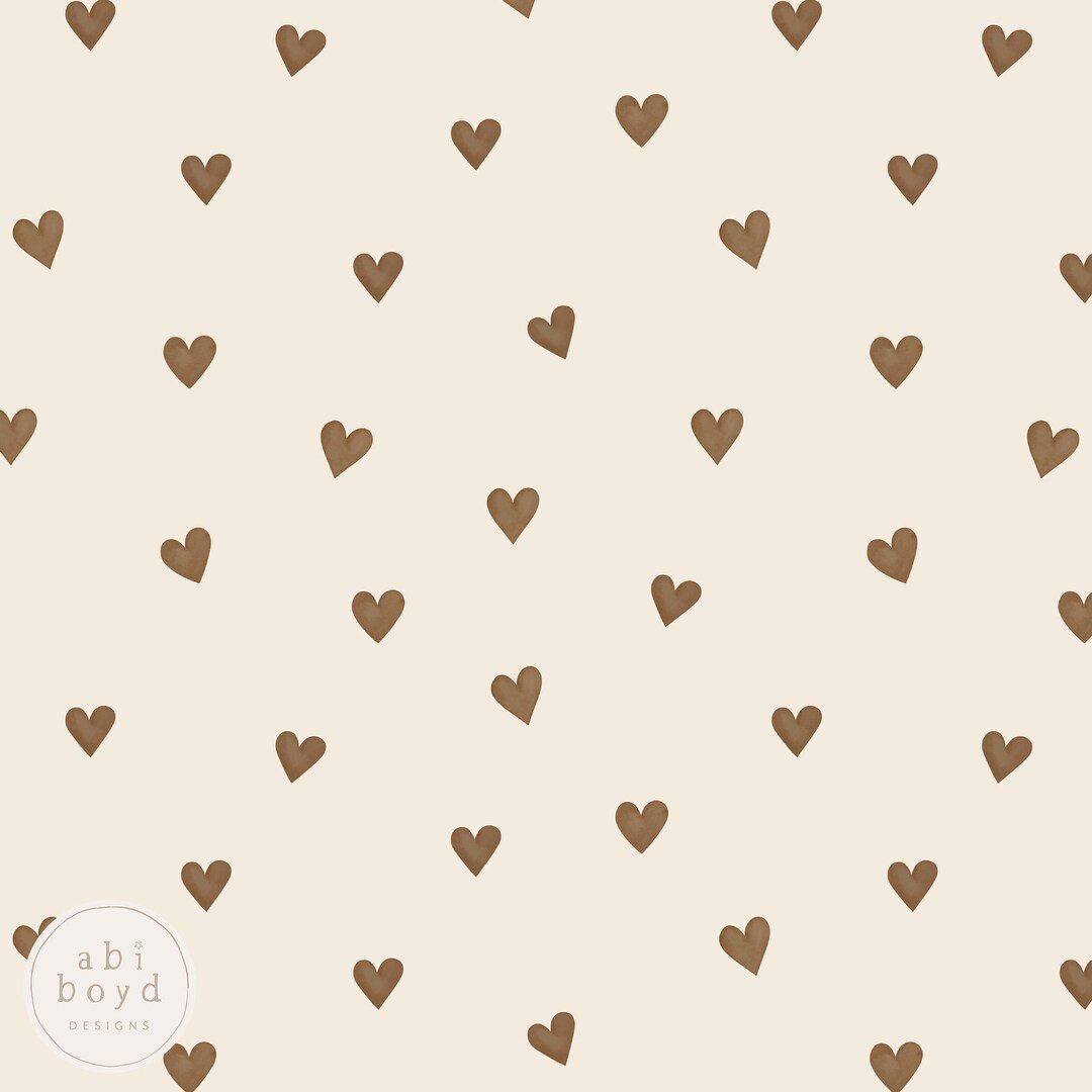 Chocolate Heart Seamless Pattern, Valentine Brown Hearts Fabric Design ...