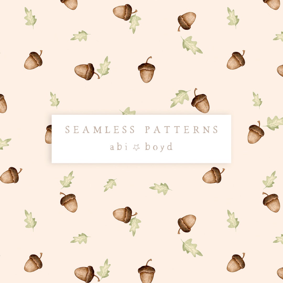 Watercolour Acorn Pattern, Repeat Tile, Autumn Surface Pattern ...