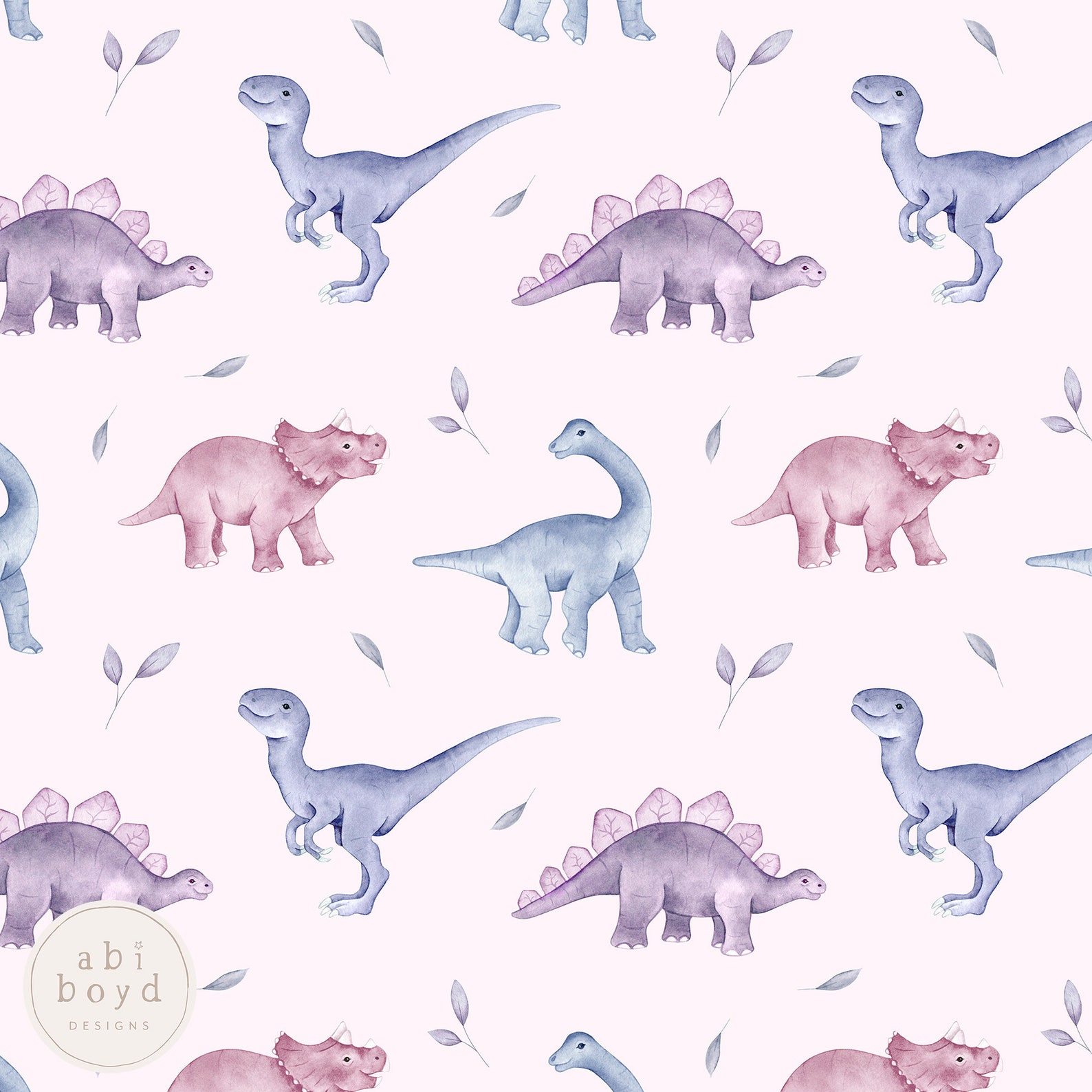 Girly Dinosaur Seamless Pattern, Baby Dino Repeating Pattern, Pink ...