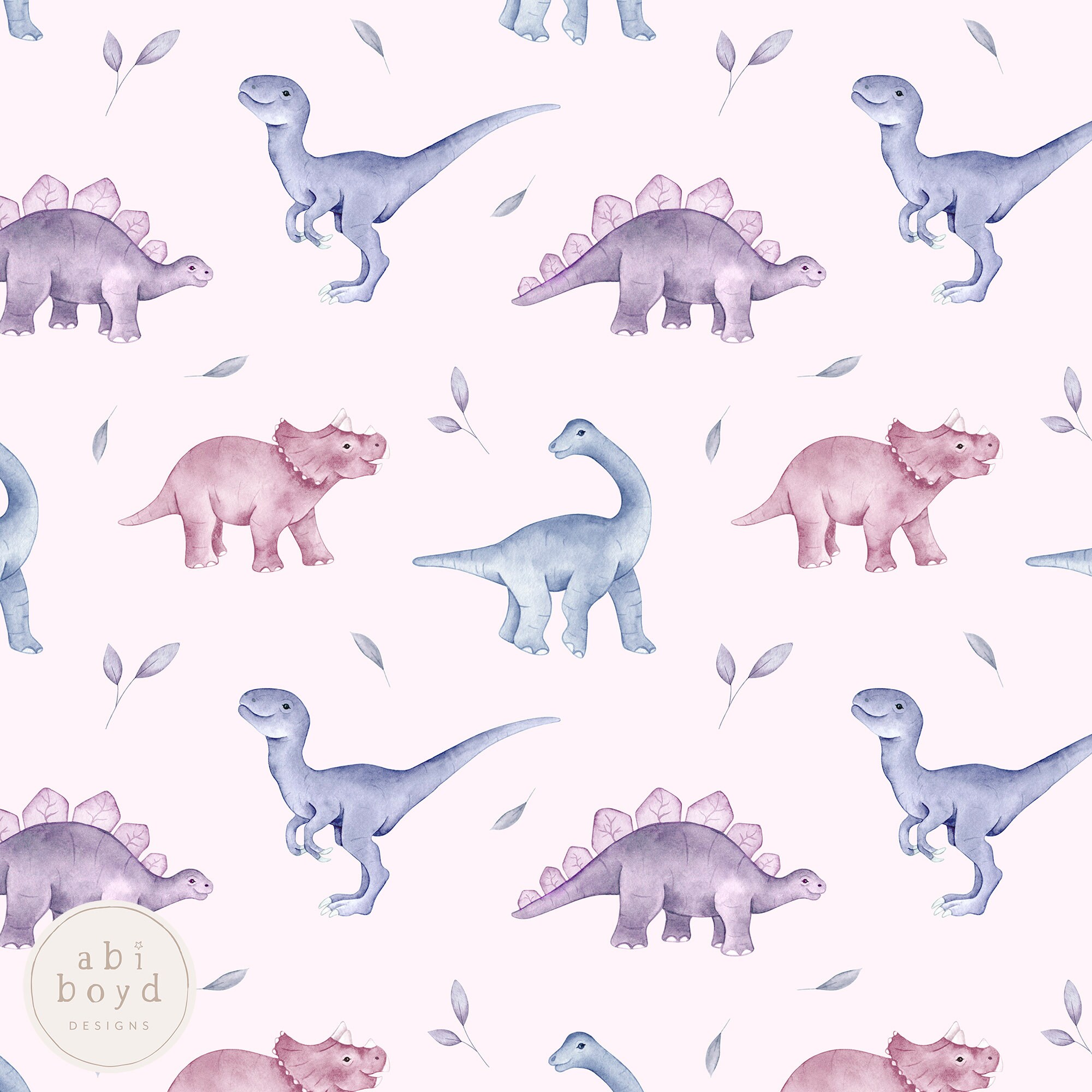 Girly Dinosaur Seamless Pattern, Baby Dino Repeating Pattern, Pink ...