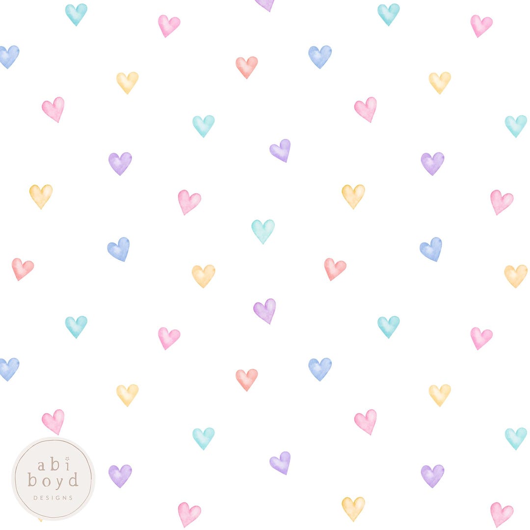 Rainbow Hearts Seamless Pattern, Pastel Hearts Seamless File, Multi ...