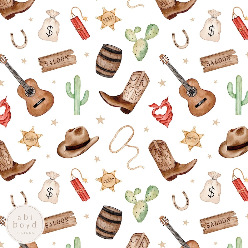 Seamless Western Cowboy Boot Pattern, Wild West Seamless File, Texas ...