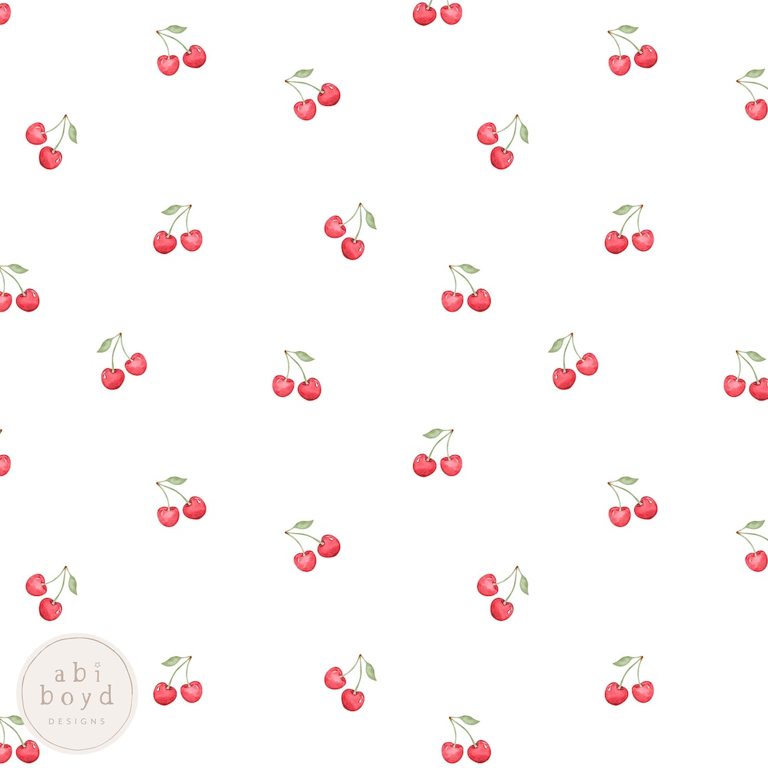 Simple Cherry Seamless Pattern, Dainty Cherries Repeating Pattern ...