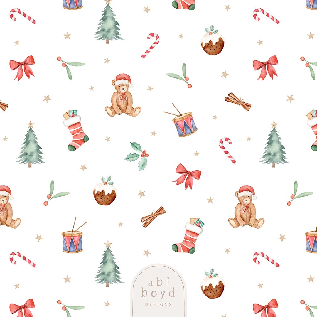 Merry Christmas Seamless File, Cute Christmas Repeating Pattern, Xmas ...