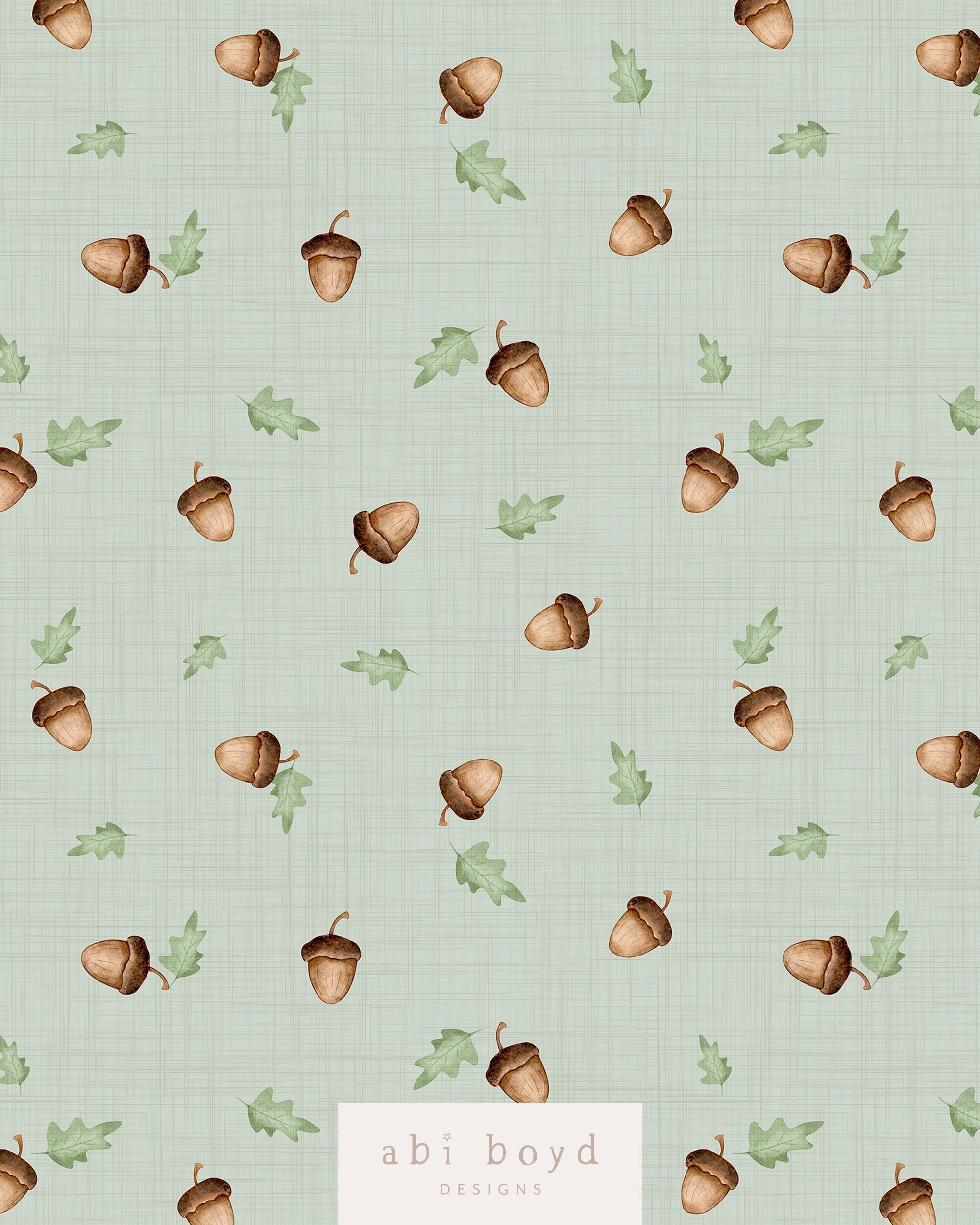 Watercolour Acorn Pattern, Repeat Tile, Autumn Surface Pattern ...