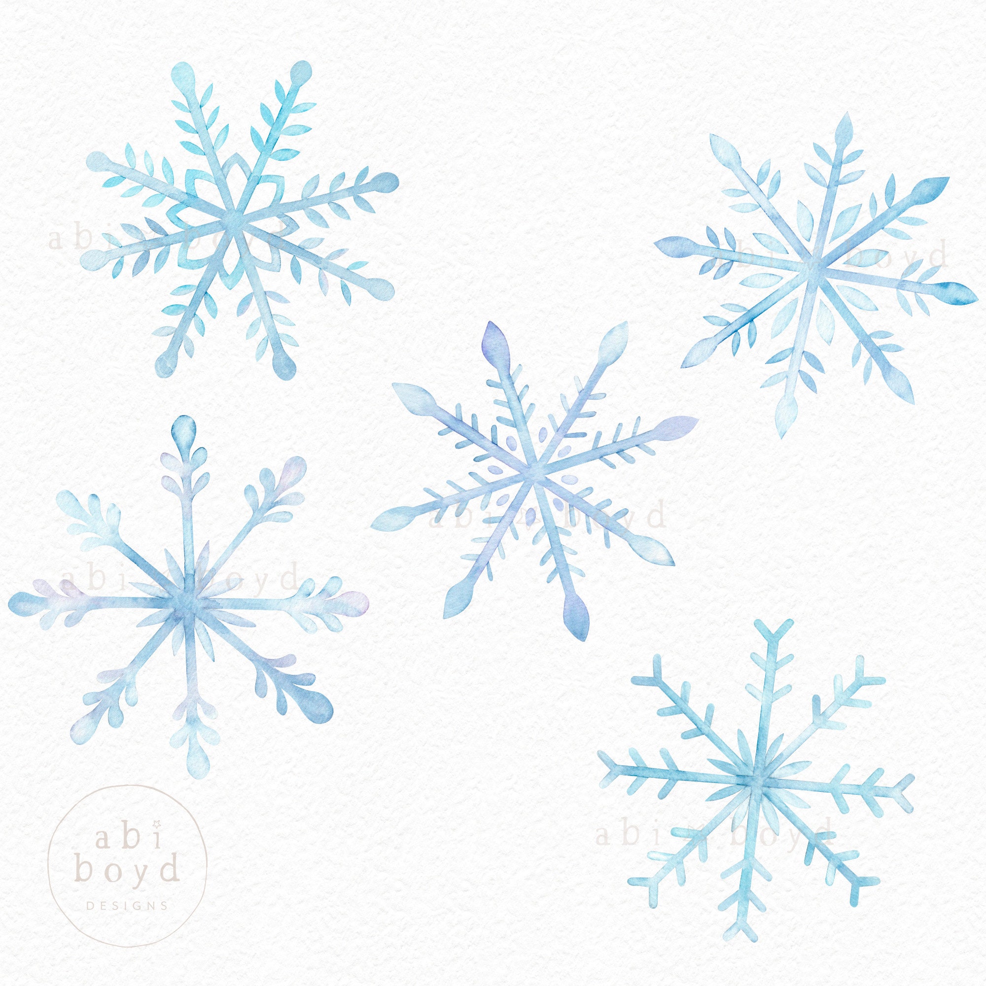 Watercolour Snowflakes PNG, Hand-painted Winter Snowflakes Clipart Set ...
