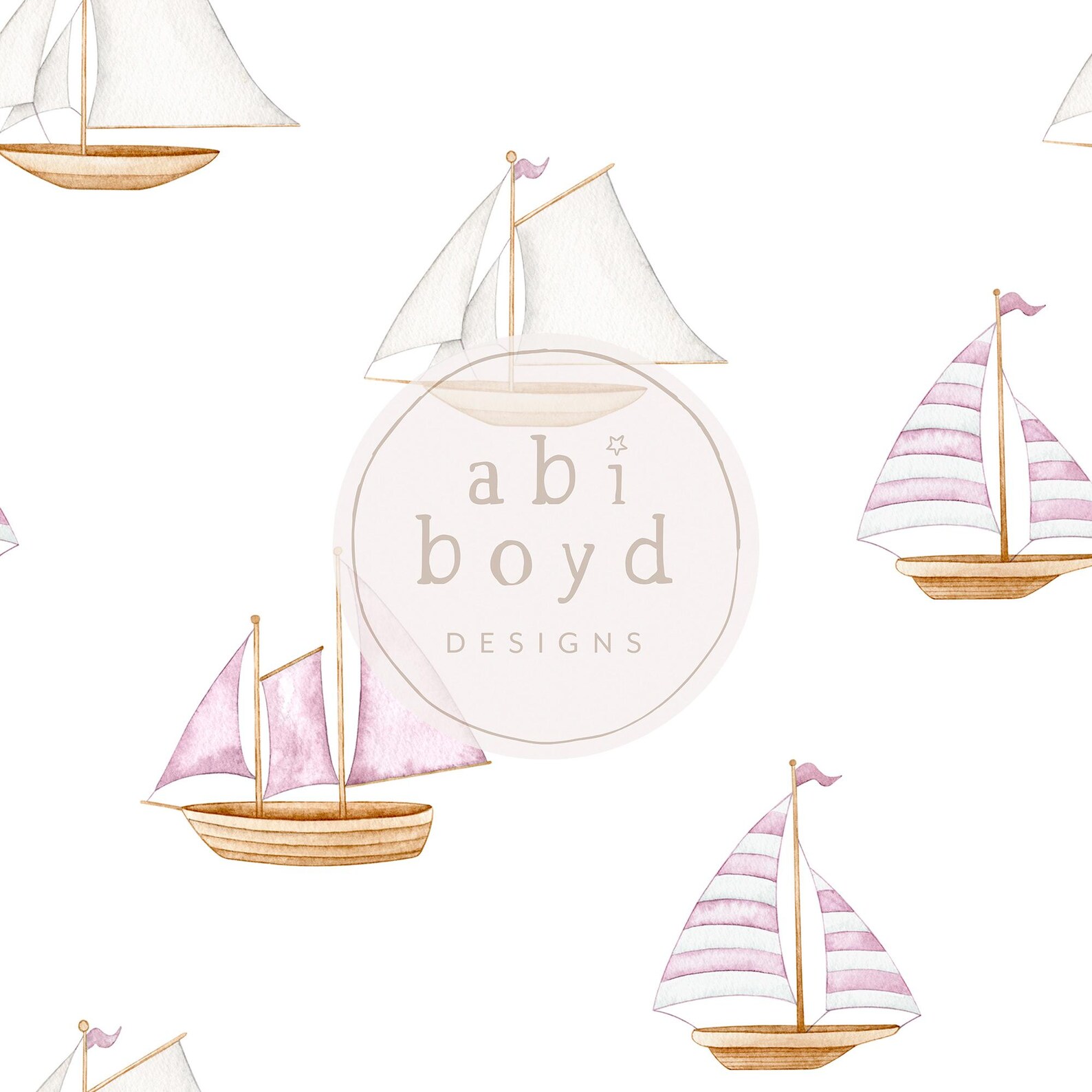 Cute Pink Sail Boat Seamless Pattern, Simple Girly Nautical Fabric ...