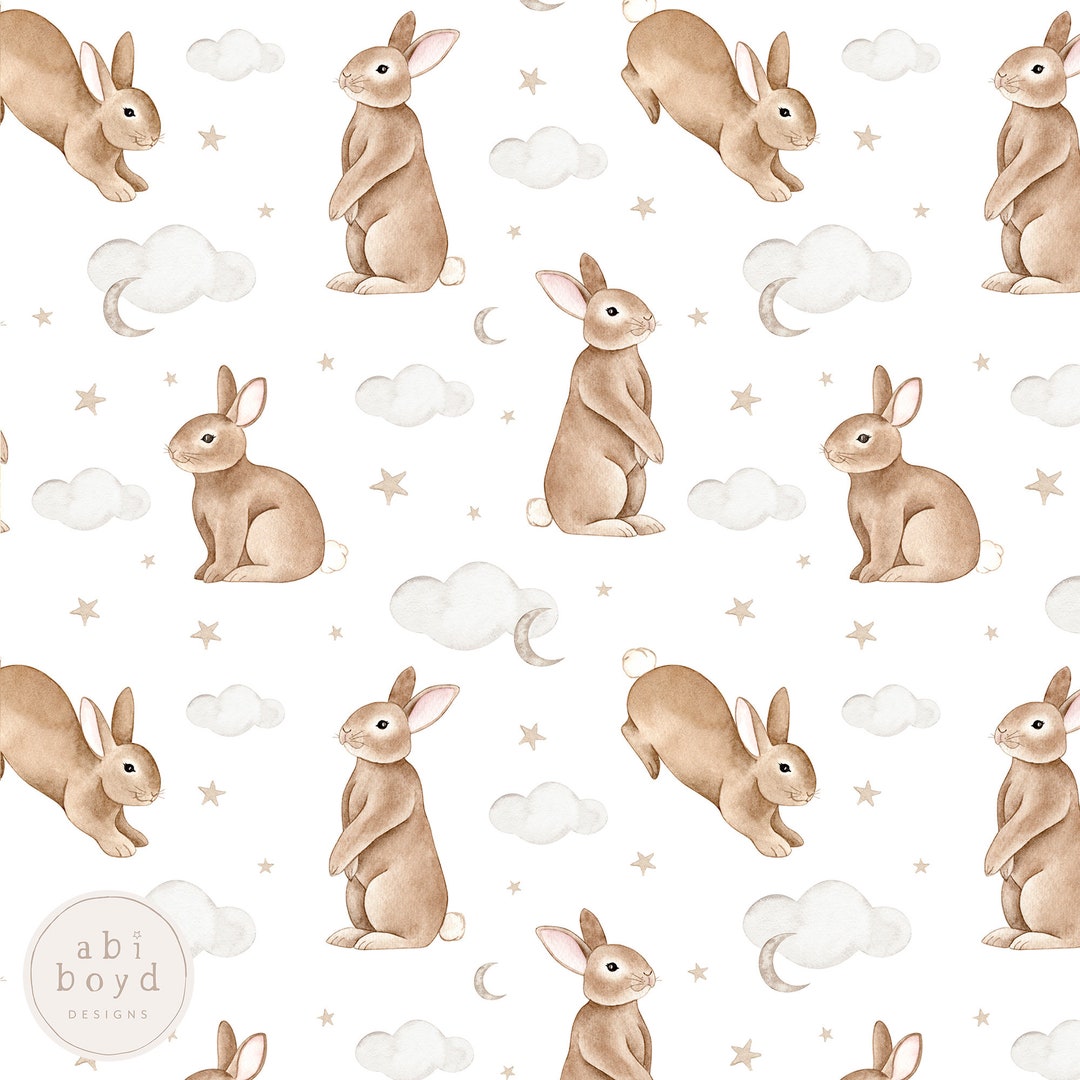 Bunny Rabbit Seamless Pattern, Repeating Pattern, Baby Fabric Design ...