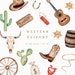 Watercolor Western Clipart Set | Hand-painted Wild West Png Bundle ...